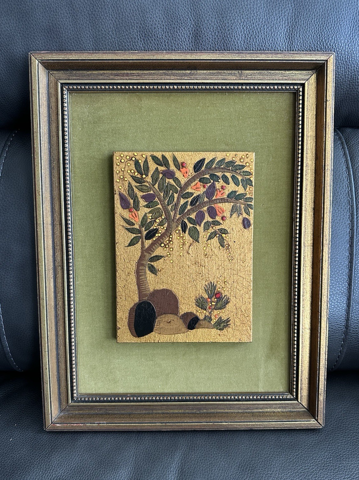 MCM Harris G. Strong Art hand painted Fruit Tree Green Velvet ...