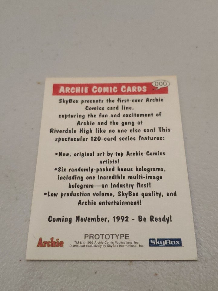 1992 Skybox Archie Comic Series Cards #000 Promo Trading Card Prototype ...