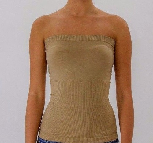 Women's Seamless Bandeau Strapless Tube Top Basic Layering Ribbed ...