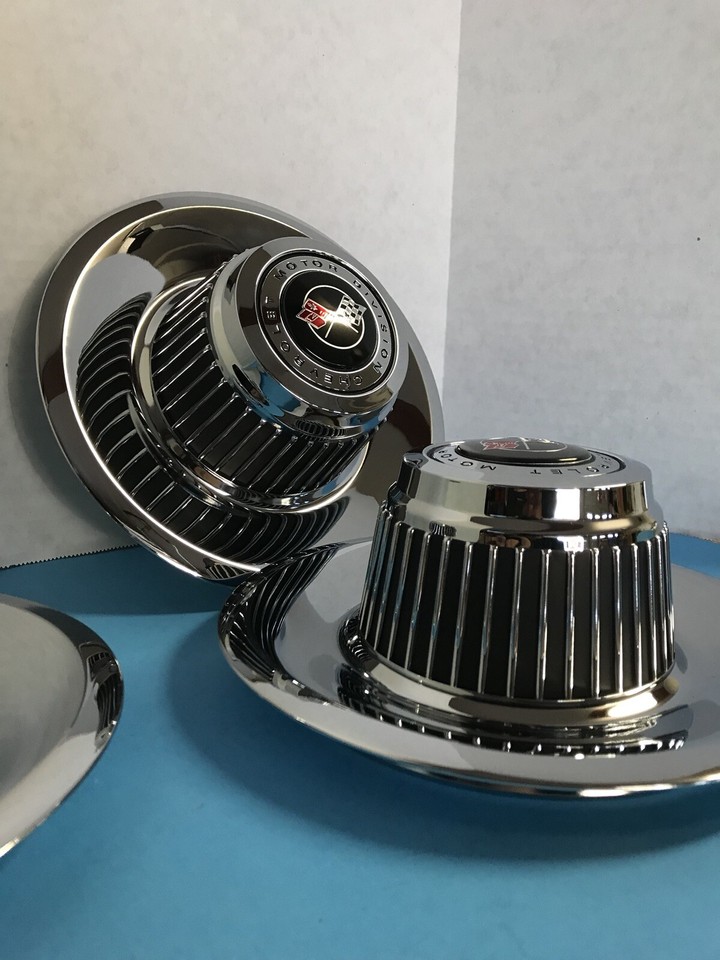 (4)CHEVROLET DERBY CENTER CAPS W LOGO(4)BEAUTY RINGS FOR THE 15x8 RALLY ...