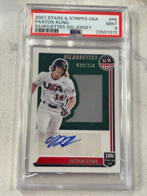 PAXTON KLING LSU 2021 USA Baseball Stars & Stripes PSA 9 Jersey AUTO ...