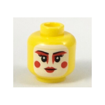 LEGO - Minifig, Head White Painted Face, Red Eye Makeup, Cheek Circles ...