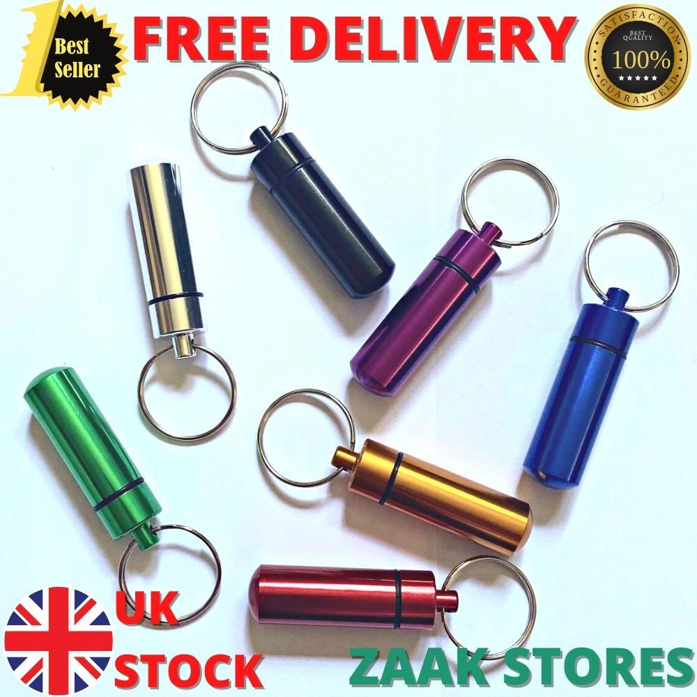 Keyring Medicine Tablets Container Pill Box Aluminium Key Chain Drug ...