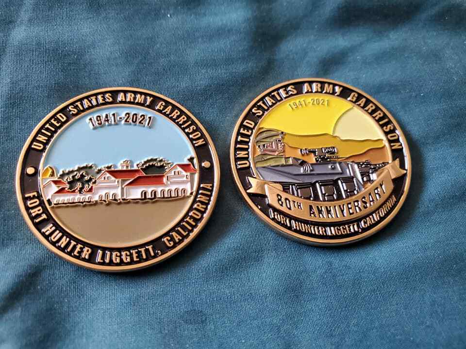 ARMY GARRISON FORT HUNTER LIGGETT 80TH ANNIVERSARY 1.75" CHALLENGE COIN ...