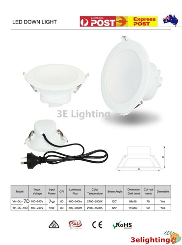 Tri Three colour switchable LED downlights 70mm 90mm cut out Dimmable ...