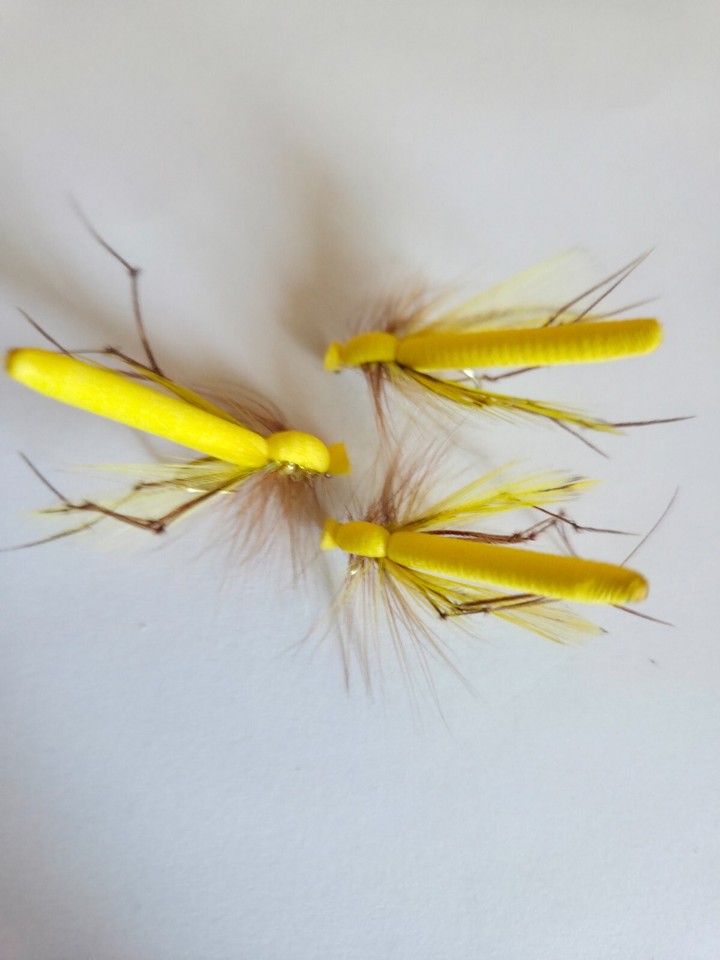 3 Yellow Foam Daddy Longlegs Fly Fishing Dry Trout Flies | eBay UK