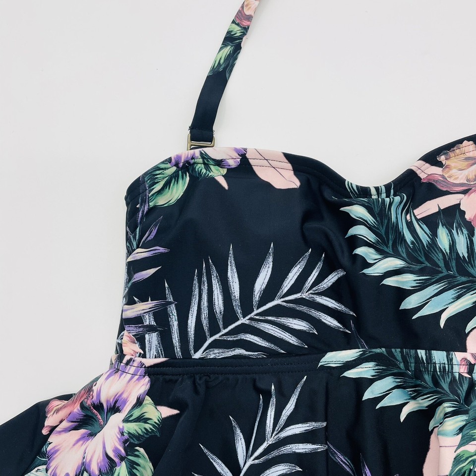 Island Escape Womens Size 8 San Joaquin Floral Ruffled Tankini Top 466/ ...