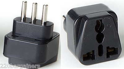 Type L 3-Pin Italy Plug Adapter -US EU AU to Italian Style Round Tip ...