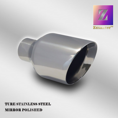5in STAINLESS EXHAUST TIP 2.5in INLET 9in LNTH ANGLE CUT DOUBLE WALL HI ...
