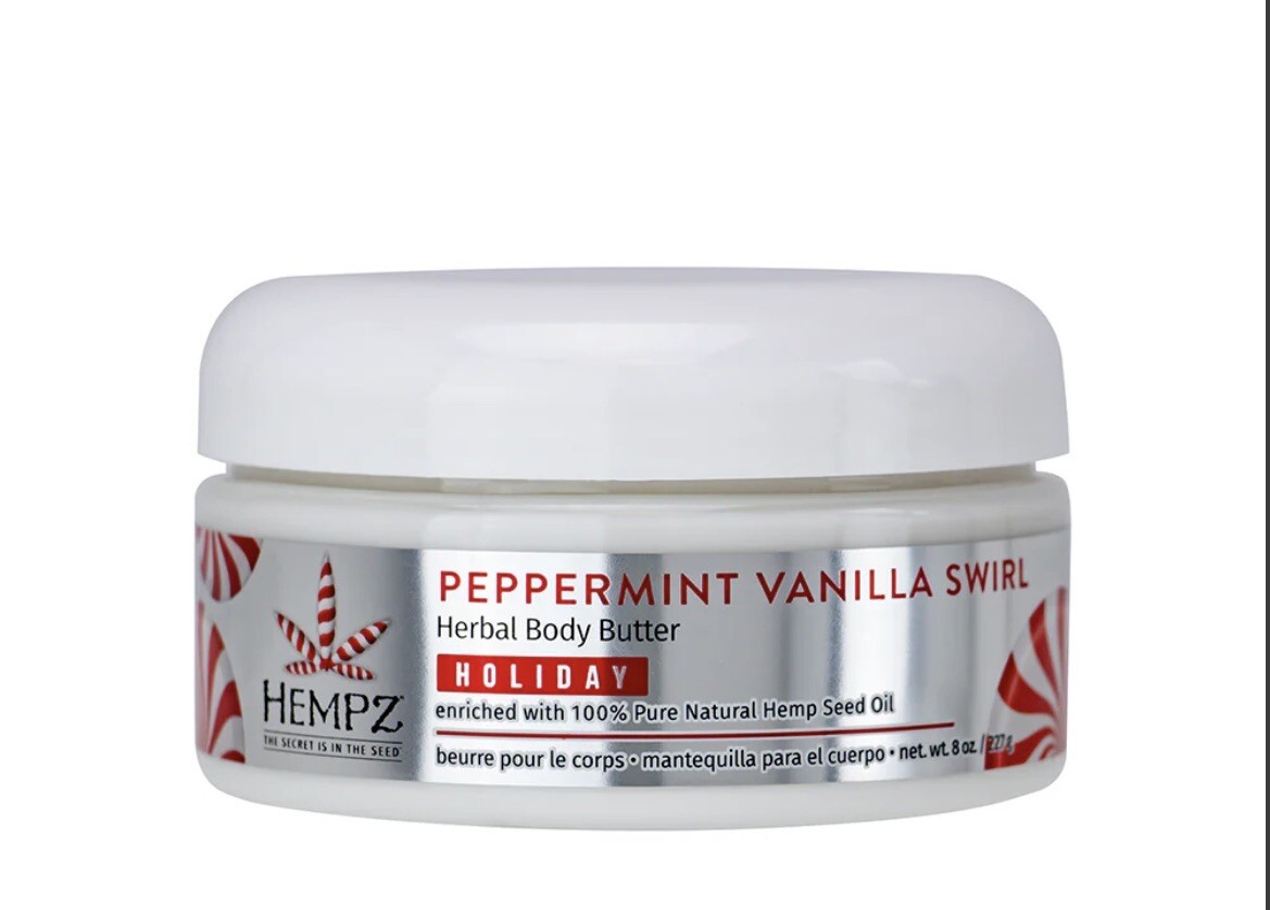 HEMPZ Holiday Peppermint Vanilla Swirl Herbal Body Butter 8oz Ships ...