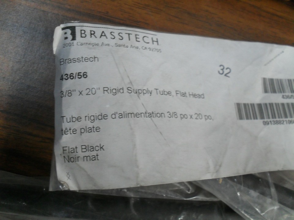 Brasstech 436/56 3/8" x 20" Rigid supply tube Flat Head Flat Black | eBay