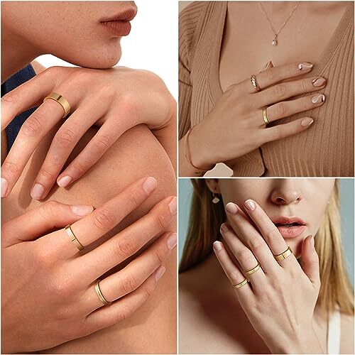 4Pcs 14K Gold Filled Rings Stacking Rings for Women Gold Stackable Set 7 | eBay