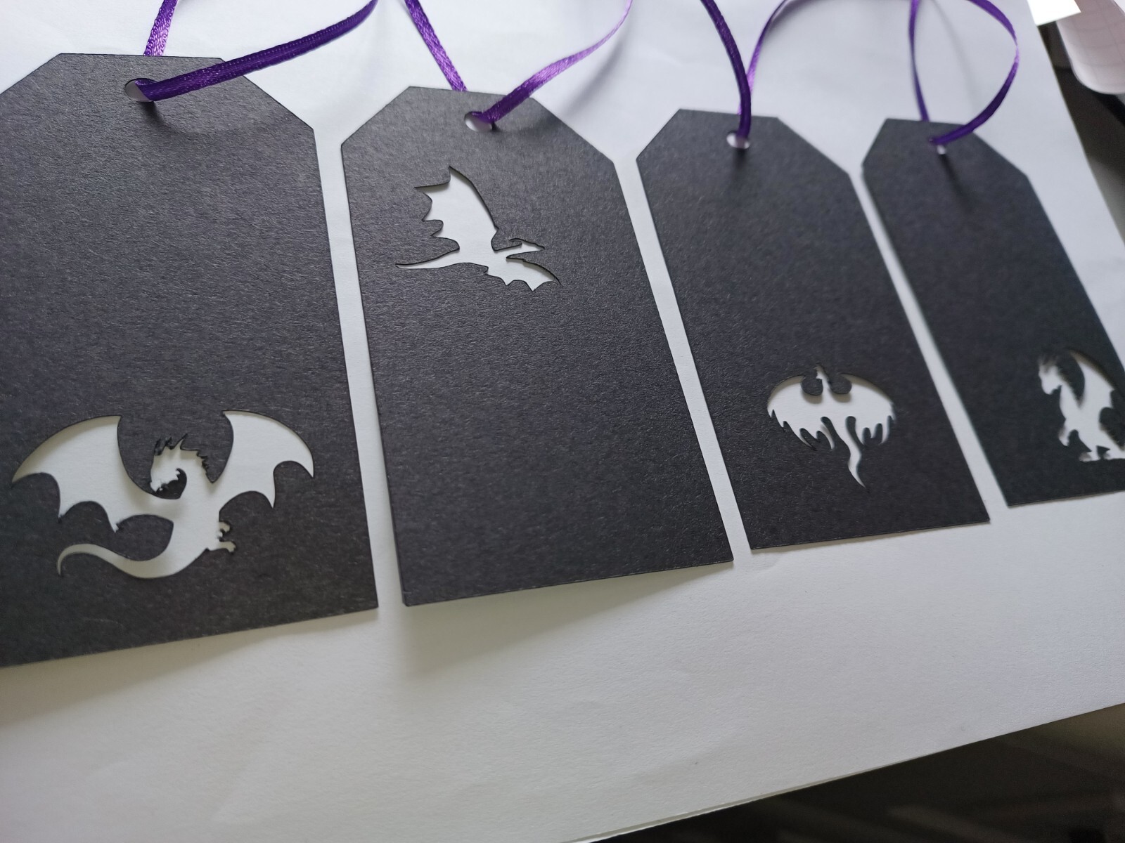 Set Of 4 Black Dragon gift tags with Ribbon Handmade Large 6x11cm | eBay