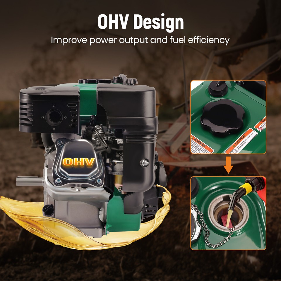 212/420cc 7/15HP Gasoline Engine Motor Horizontal Recoil/Electric Start ...