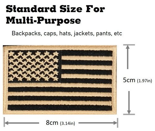 🔥HOT🔥 1PC US USA FLAG EMBROIDERED PATCH TAN w/ IRON ON backing PREMIUM ...