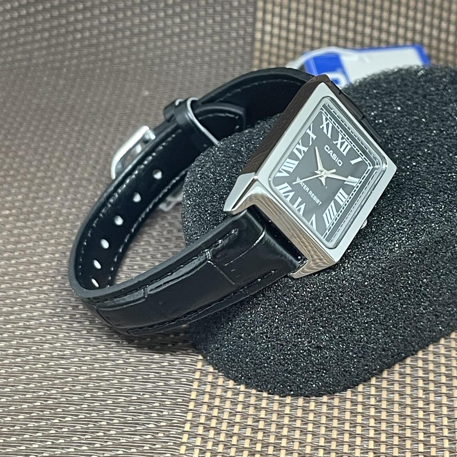 Casio LTP-V007L-1B Rectangle Analog Black Roman Numeral Leather Ladies ...