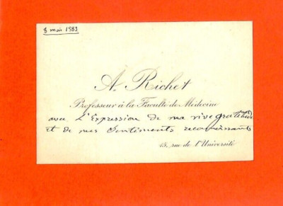 ALFRED RICHET / CDV MANUSCRITE / MEMBRE DE L' ACADÉMIE NATIONALE DE ...