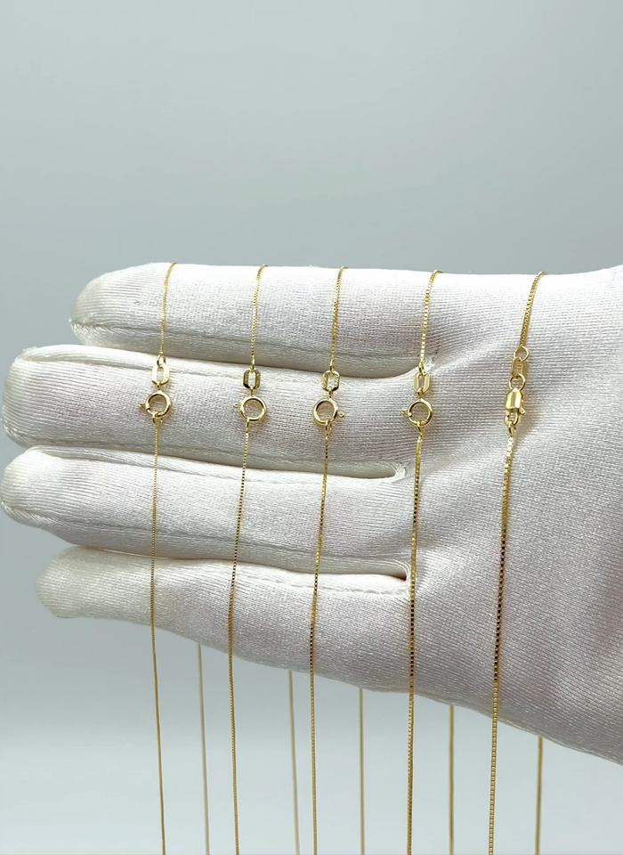 Yellow Dainty Solid Box Link Chain Sz 0.45-0.75mm Thin Box Necklace 14K ...
