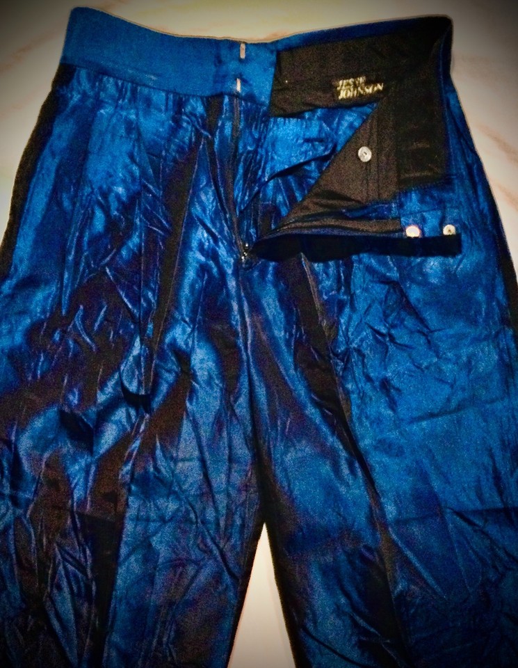 Jesse Johnson custom made blue silk pants ( two pair) ! Circa 80's | eBay