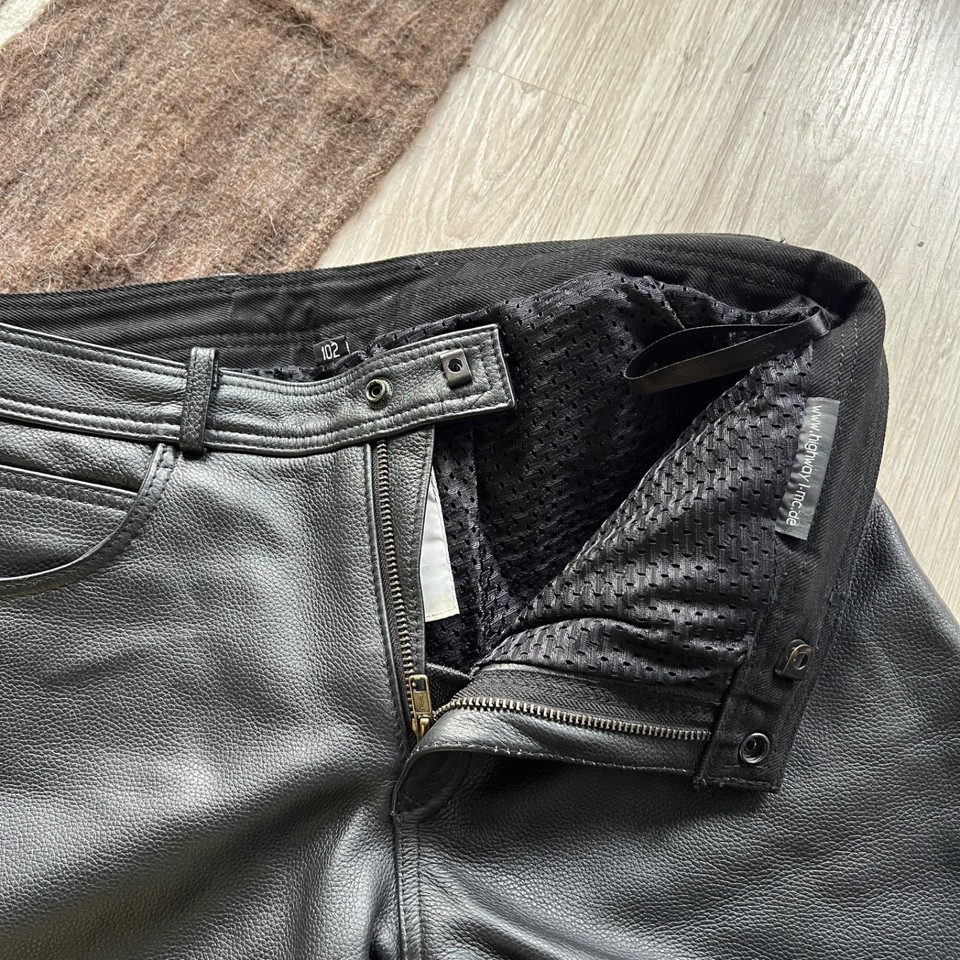 Highway 1 Leather Motorcycle Black Heavy Duty Biker Riding Pants Size ...