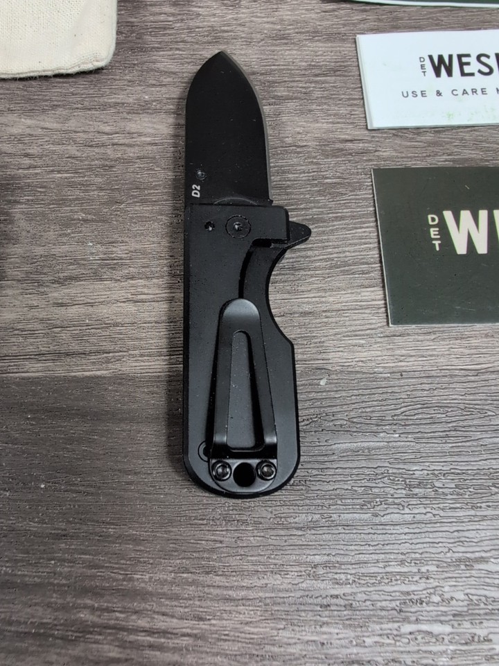 WESN Microblade Frame Lock D2 Keychain Folding Pocket Knife Blacked Out ...