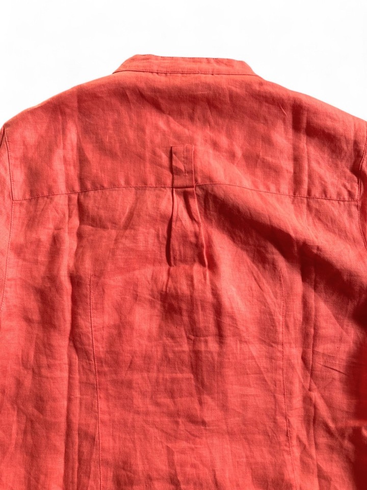 Isabelle Bird Women 100% Linen Button Up blouse tunic orange M Resort ...
