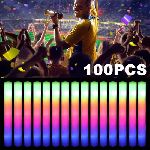 10/30Pc LED Foam Glow Sticks Bulk Light Up Flashing Stick Party Cheer ...