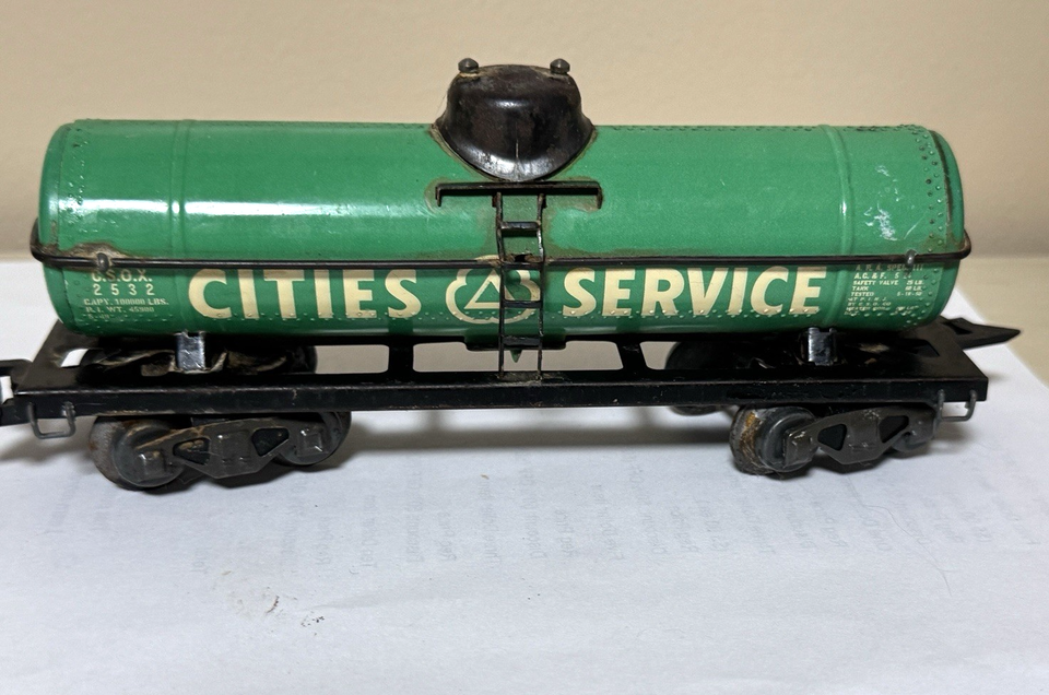 Marx Train tin metal 2532 Cities Service Tank Car - O Gauge - green ...