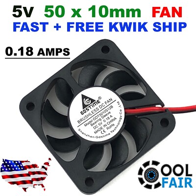 5V 50mm Cooling Computer Fan 5010 50x50x10mm DC 3D Printer 2 Pin Fast ...