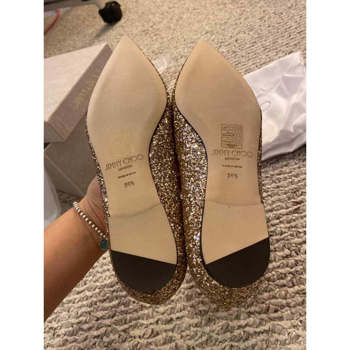 Jimmy Choo Alina Coarse Glitter Fabric Pointed Toe Flats | eBay Jimmy Choo Alina Coarse Glitter Fabric Pointed Toe Flats | eBay
