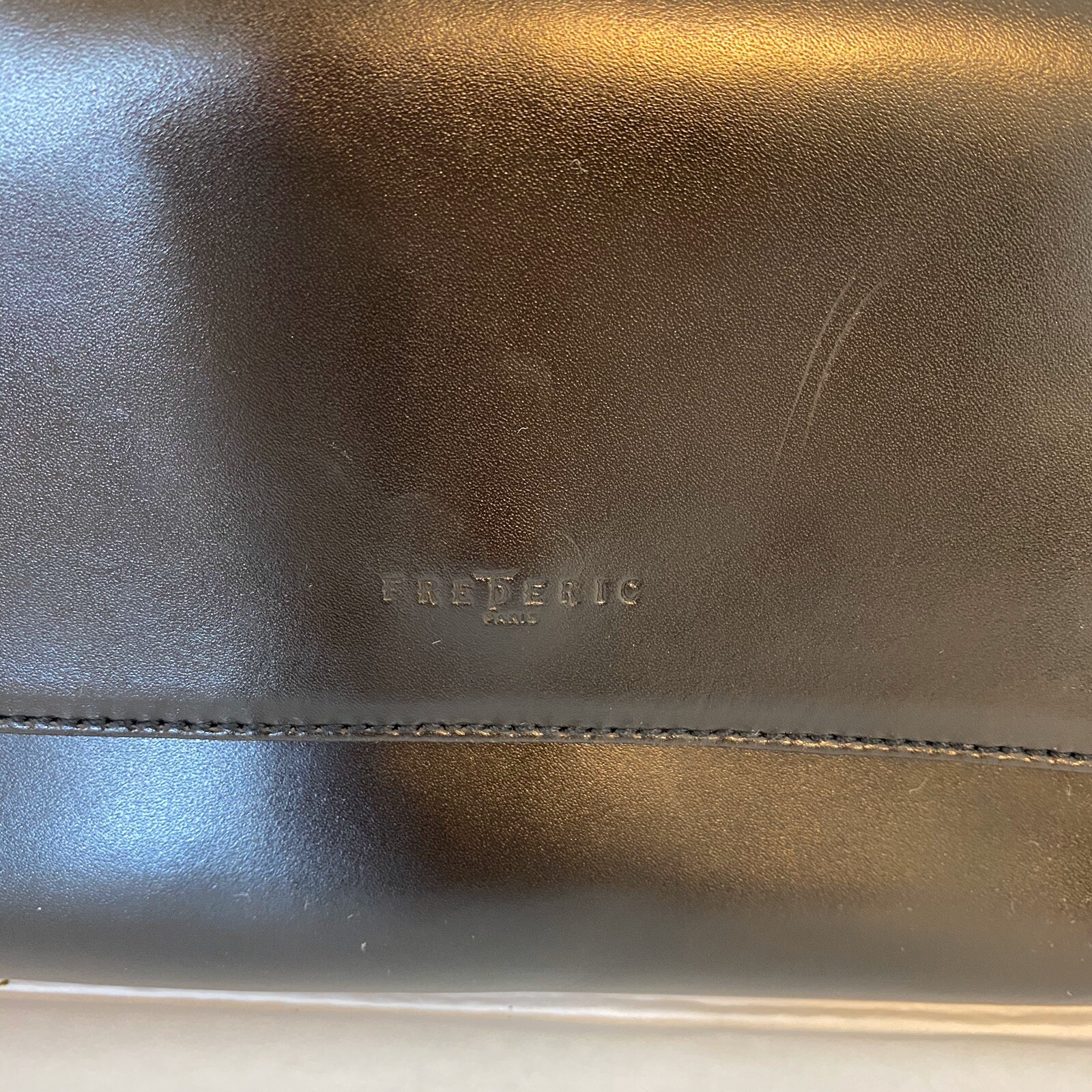 Frederic T Paris Black Split-Cowhide-Leather Envelope Logo-Clutch Bag ...
