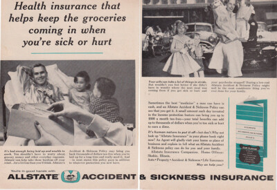 1961 Allstate: Health Insurance That Helps Keep the Groceries Vintage ...