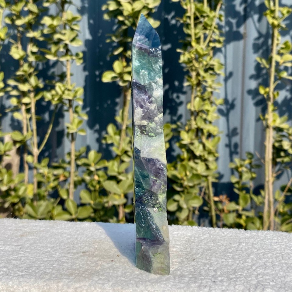 291G Large Natural colored fluorite crystal obelisk healing specimen ...