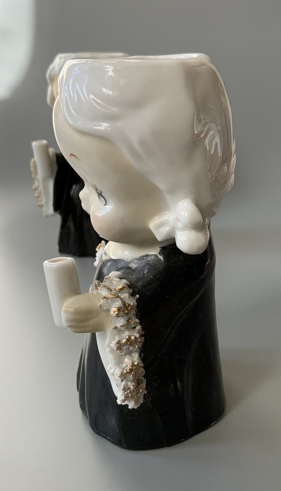 Vintage Ceramic Choir Boy And Girl Vases/ Planters 4.5”x3”x2.25” Rare ...