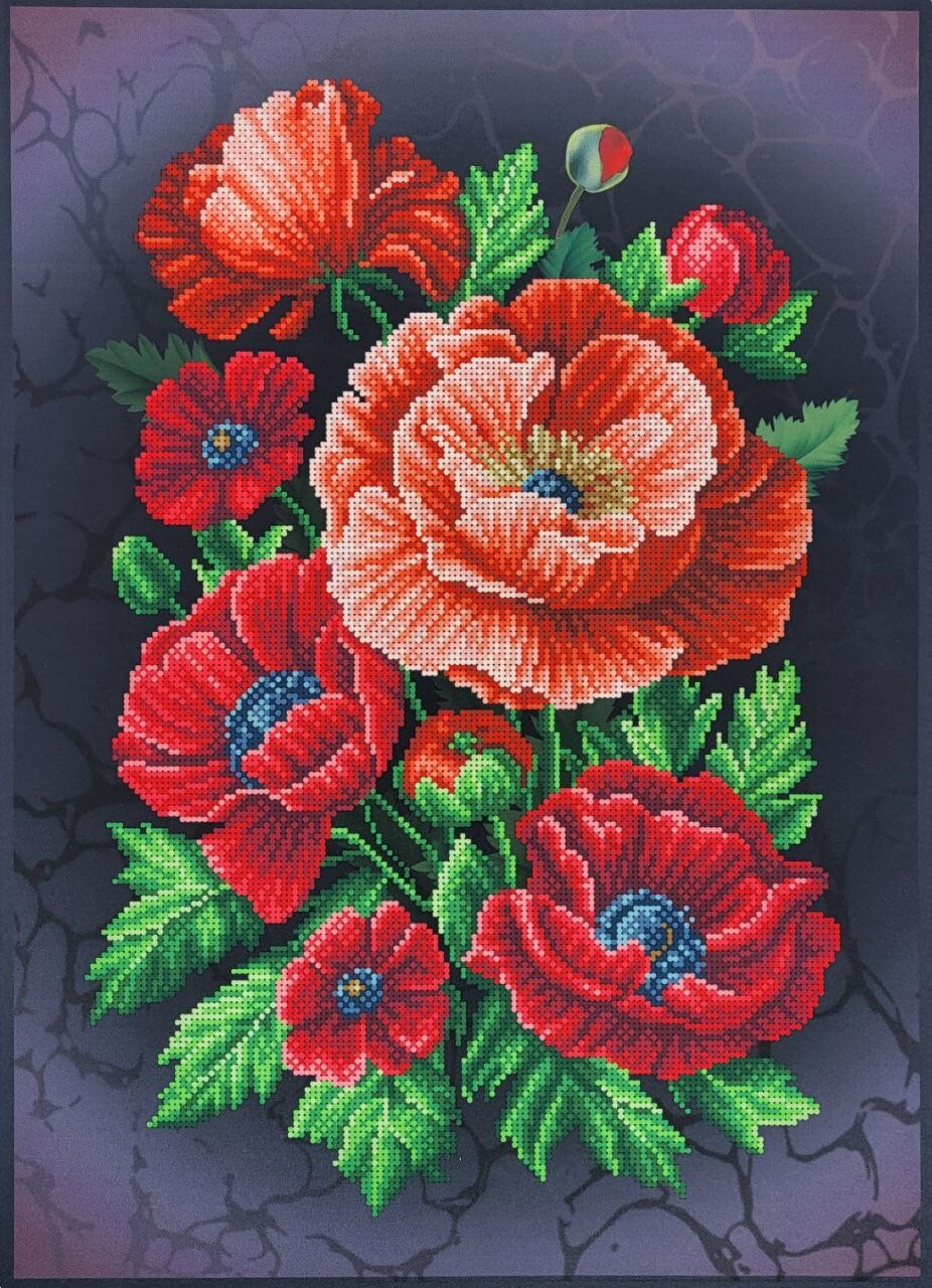 Bead Embroidery Kit Poppy DIY Craft Kit Bead Needlepoint t-1390 | eBay