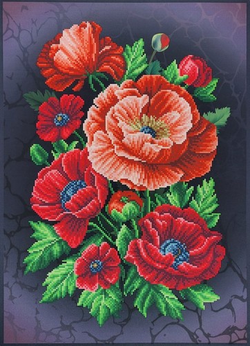 Bead Embroidery Kit Poppy DIY Craft Kit Bead Needlepoint t-1390 | eBay