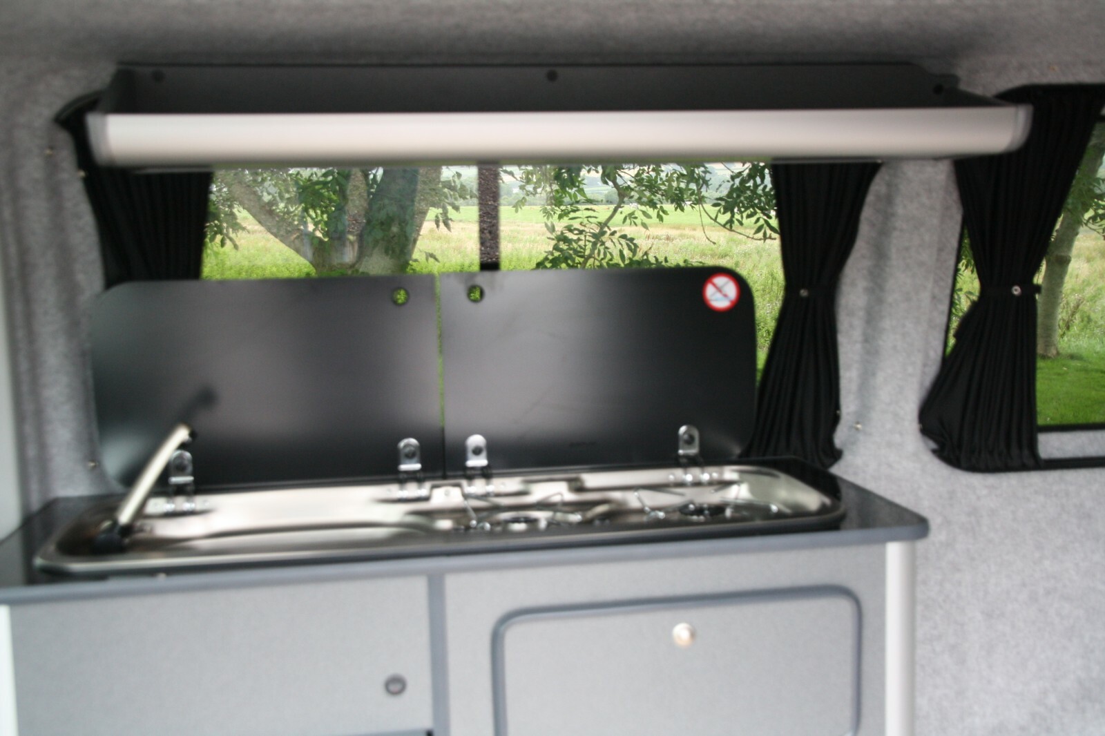 VW T5/T6 Campervan Storage Shelf, 1030mm Curved Retaining Storage, Oak ...