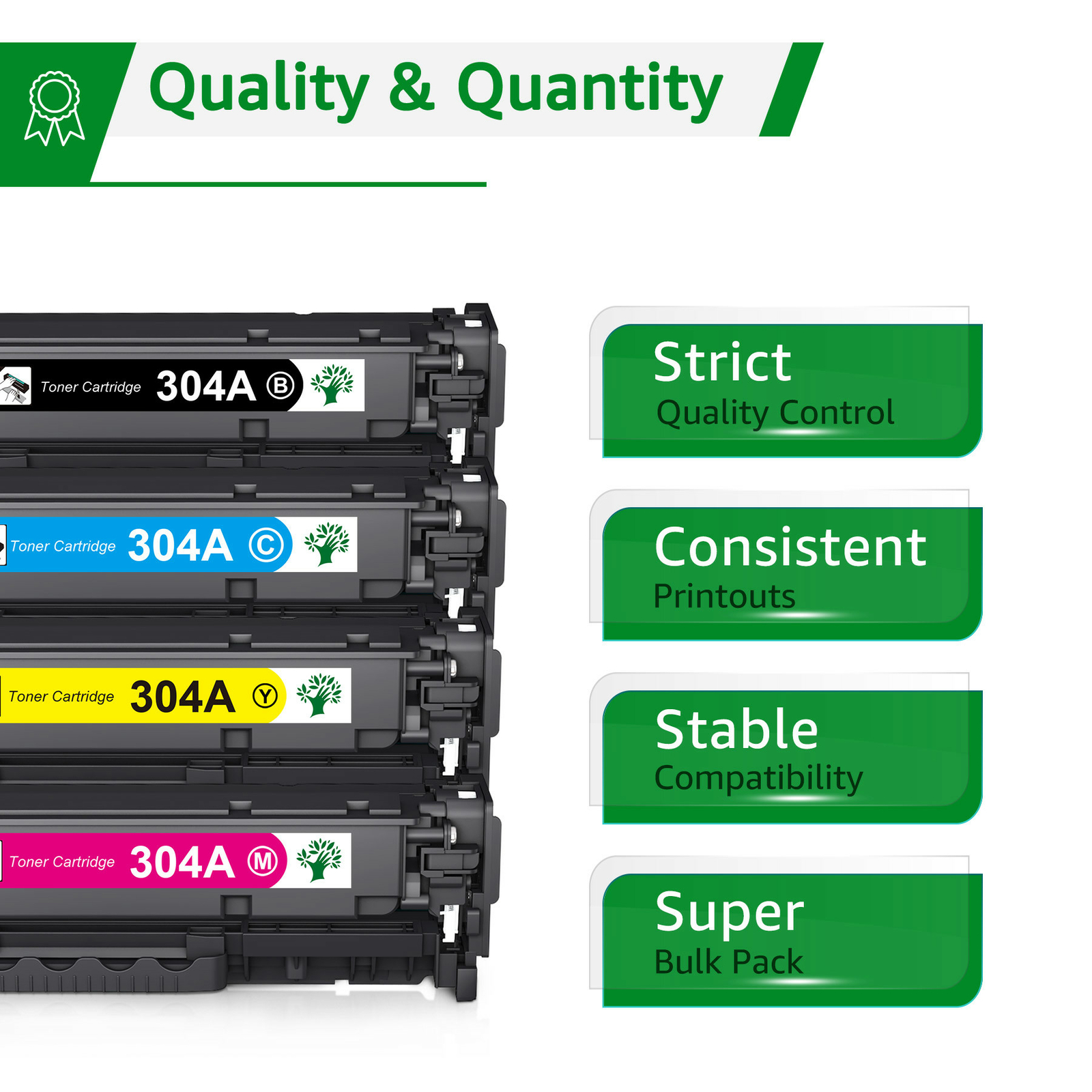 5 Toner Cartridges Set Black Color For HP CC530A 304A LaserJet CP2025dn ...
