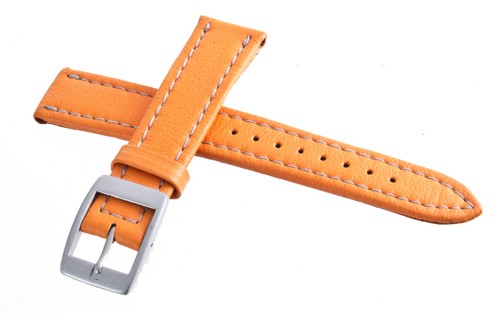 Authentic Locman Lorica 18mm Orange Leather Watch Band with Silver ...