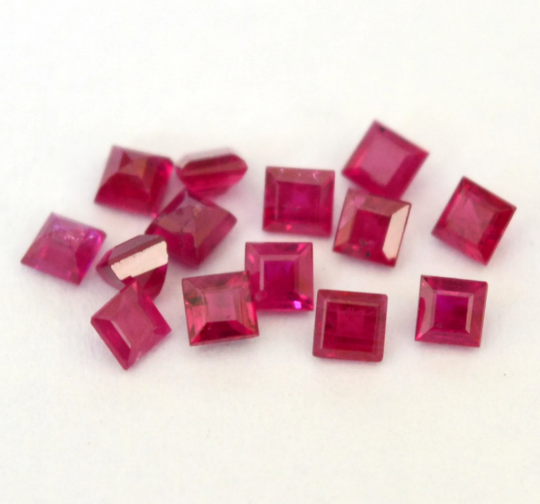 3 mm Natural Ruby Square Cut Lot 25 Pcs Burma Calibrated Loose ...