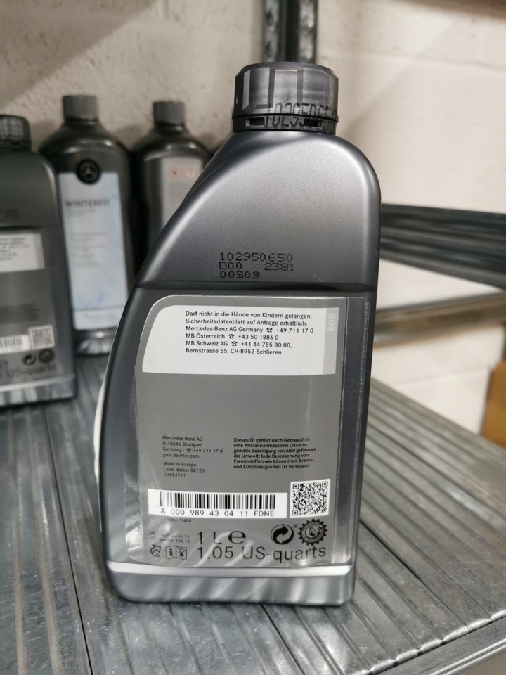 New Genuine Mercedes-Benz Gear Box Oil 1 Litre Bottle A000 989 43 04 ...