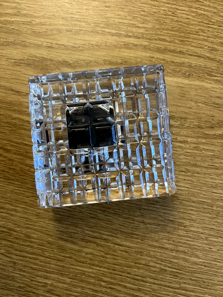 Waterford Clock Small Desk Shelf Vintage Old Clear Crystal Block Square ...