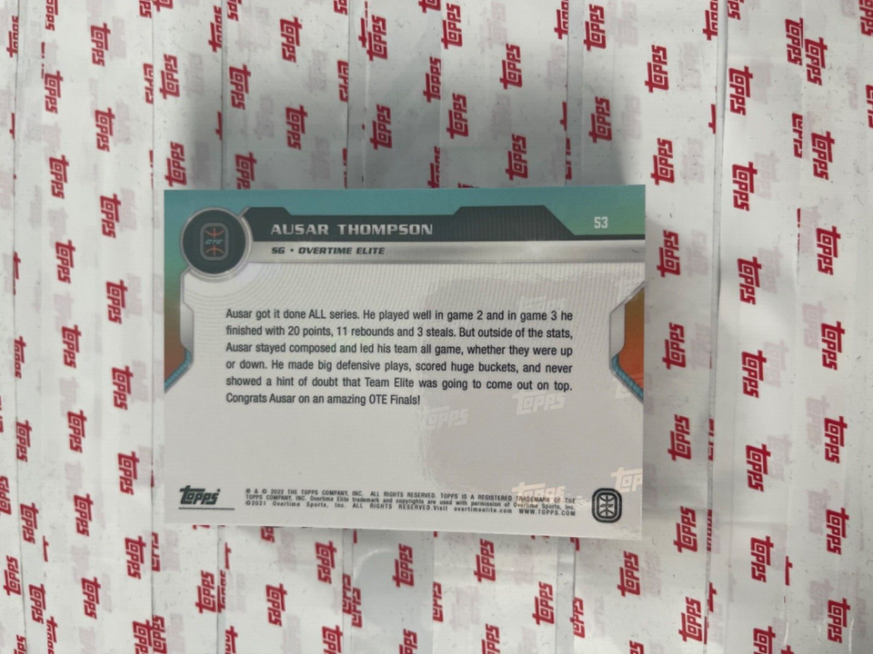 2021 Topps Now OTE AUSAR THOMPSON Rookie RC Overtime Elite MVP puple 07 ...