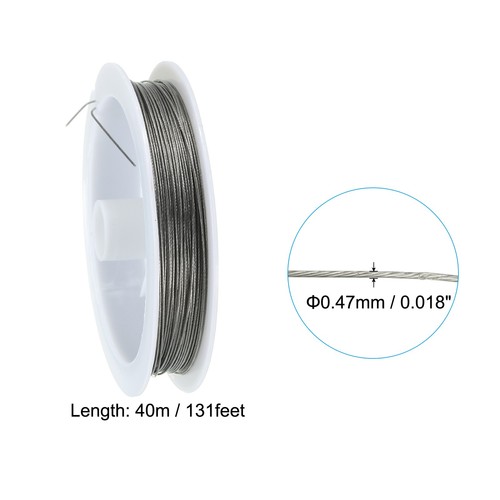 131 Feet 0.45mm Tiger Tail Beading Wire Soft Steel Craft Wire, Silver ...
