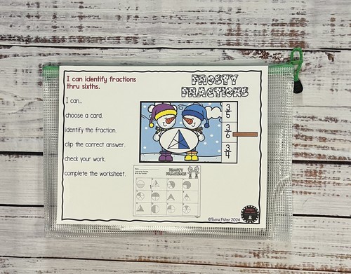 Frosty Fractions 2nd 3rd Grade Math Center Task Bag Winter File Folder ...