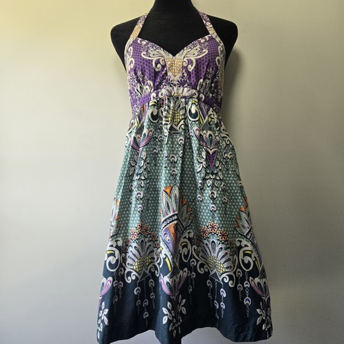 Express Cotton Halter Style A Line Boho Gypsy Mini Dress 6 | eBay
