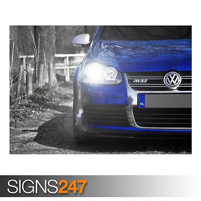VOLKSWAGEN GOLF R32 poster print of a blue car for your wall in various ...
