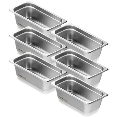 VEVOR 6 Pack 1/3 Size Hotel Pans Steam Table Pan Stainless Steel 4 ...