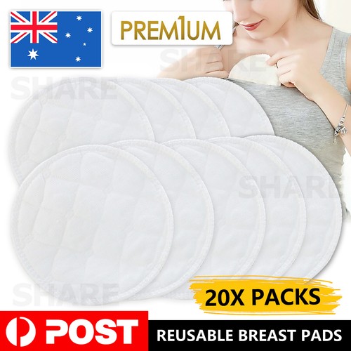 20X Bamboo Reusable Breast Pad Nursing Organic Plain Washable Pads ...
