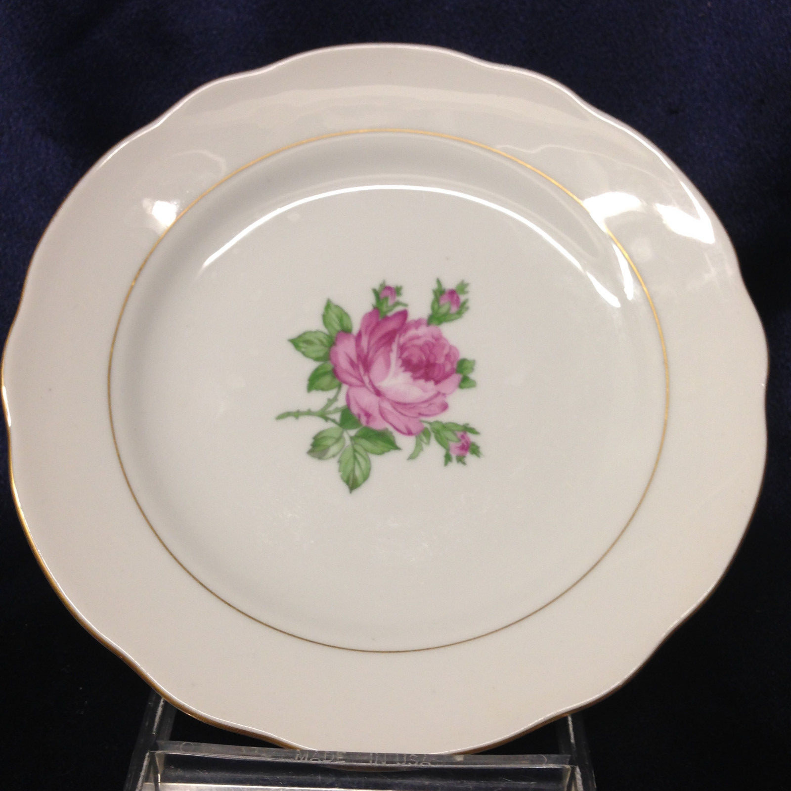 KAHLA KONITZ GERMANY BREAD & BUTTER PLATE 6 5/8" GOLD TRIM PINK ROSES ...
